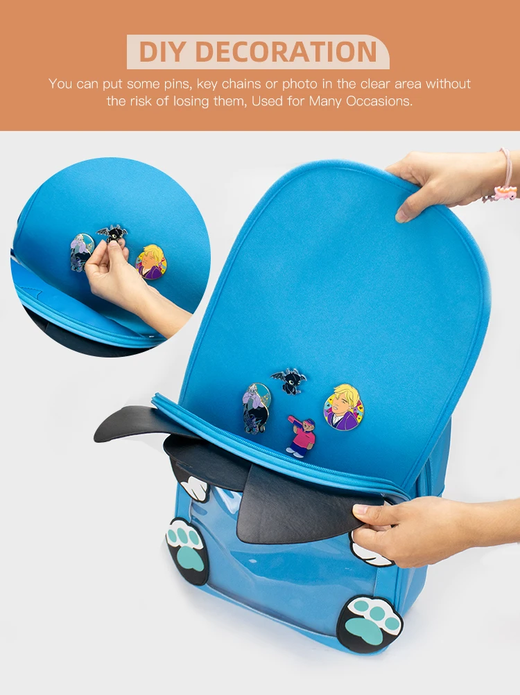 Girls Clear Window Pin Display Waterproof Pu Leather Animal Bag Custom ...