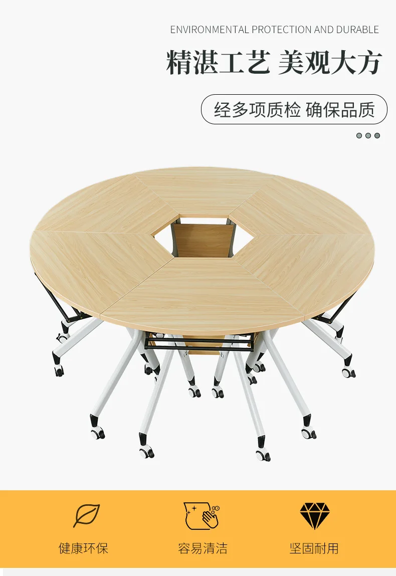 Office Building Foldable Small Moveable Foldable Training Desk Table Combined in Round Shape ...