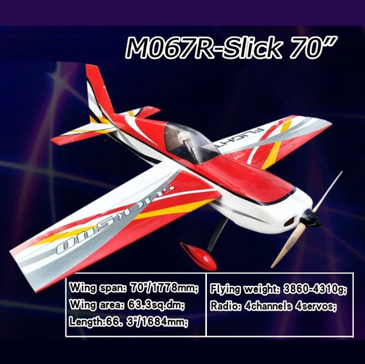 Slick Ep 70" V2 Slick-70inch Red Wood Gasoline Engine Models Plane ...