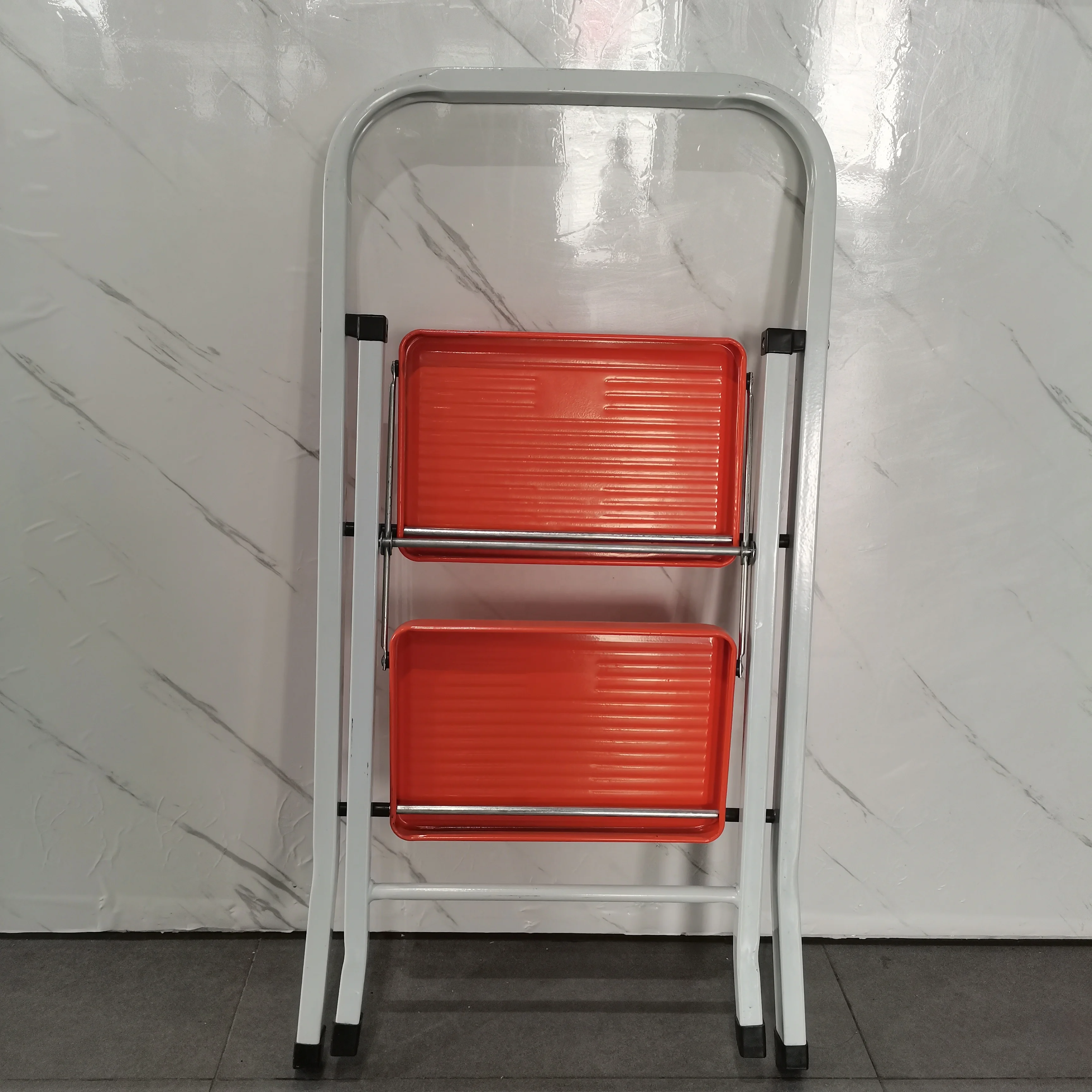 2-Step Modern Foldable Steel Square Tube Ladder Lightweight & Stable ...