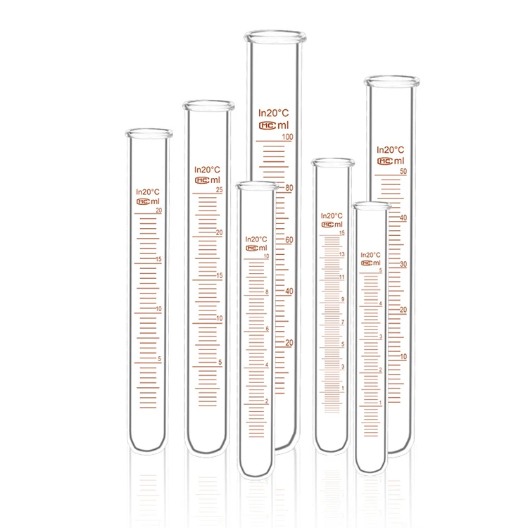 High Quality Graduated Test Tube Measuring Volume Mouth Vial Round ...