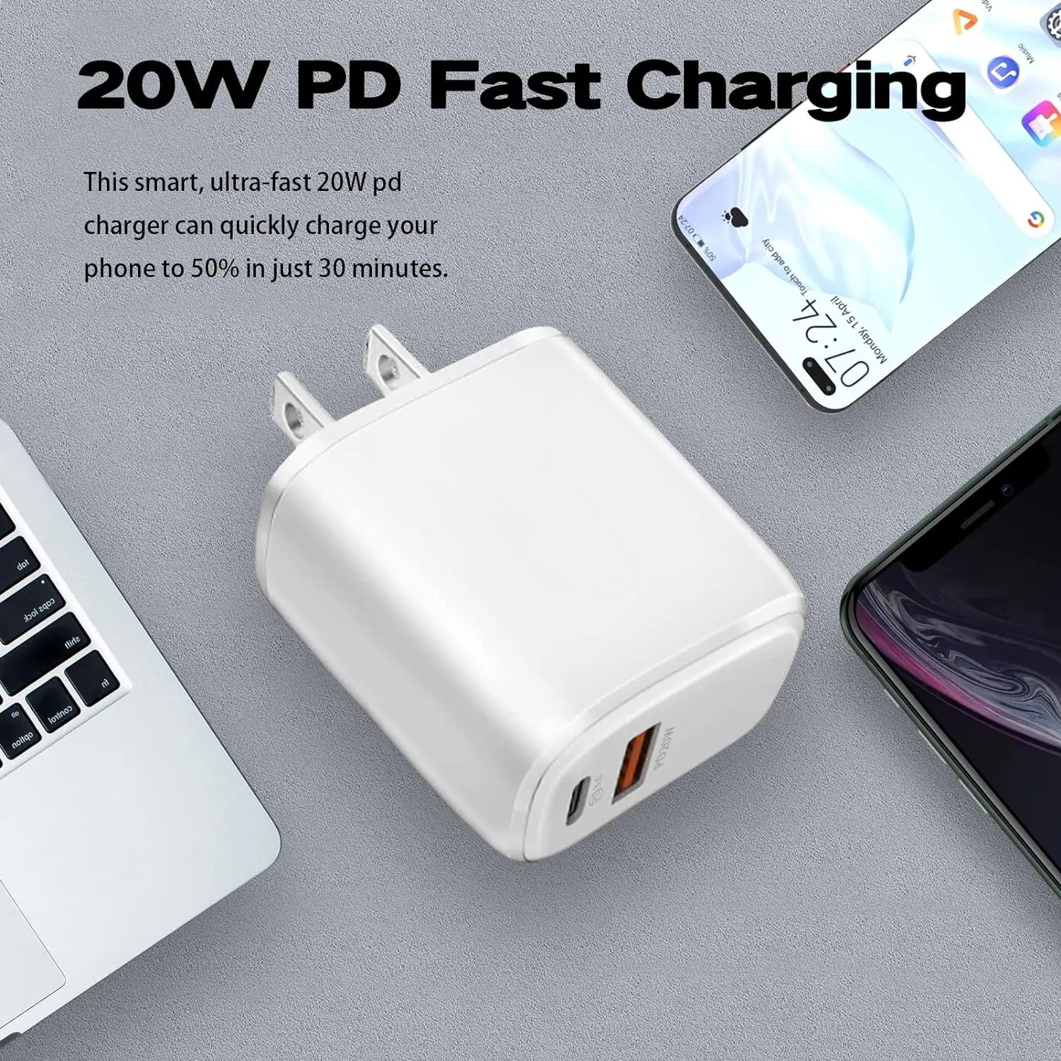 USB Type C Portable Charger - 20W Fast Charging Adapter