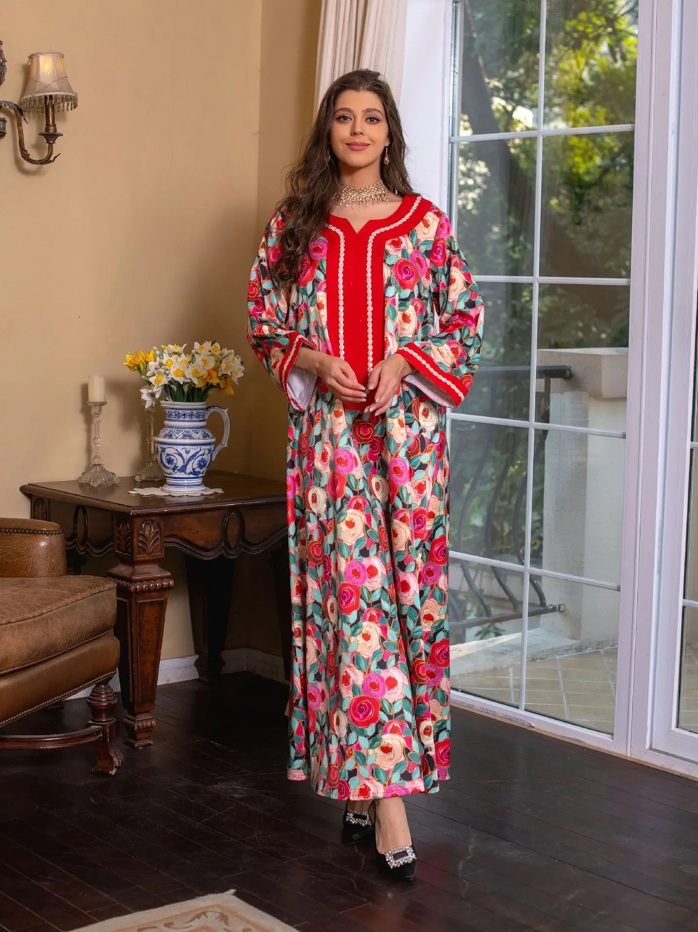 Eid Bead Floral Set For Abaya Woman Muslim Dress - Buy Muslim Scraf ...