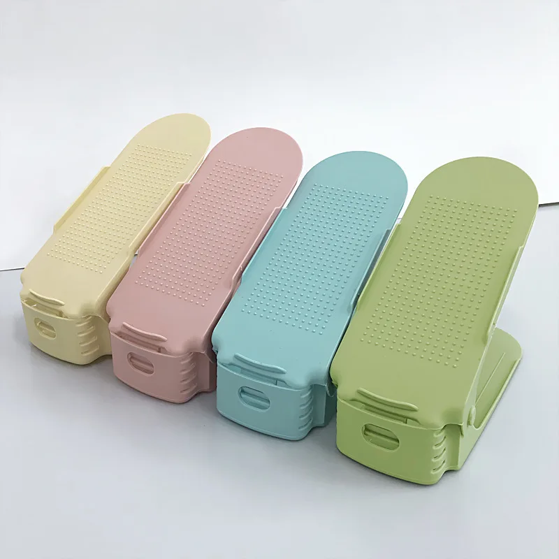 Adjustable Plastic Shoe Rack Single-Tier Double-Layer Storage Holder ...