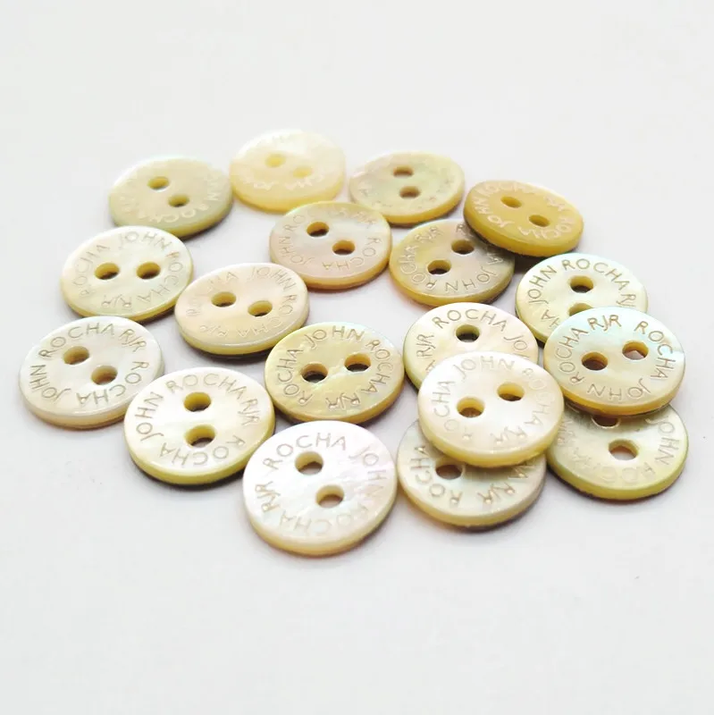 9mm 14L 2 Holes Agoya Shell Button with Engraved Logo, Customized logo ...
