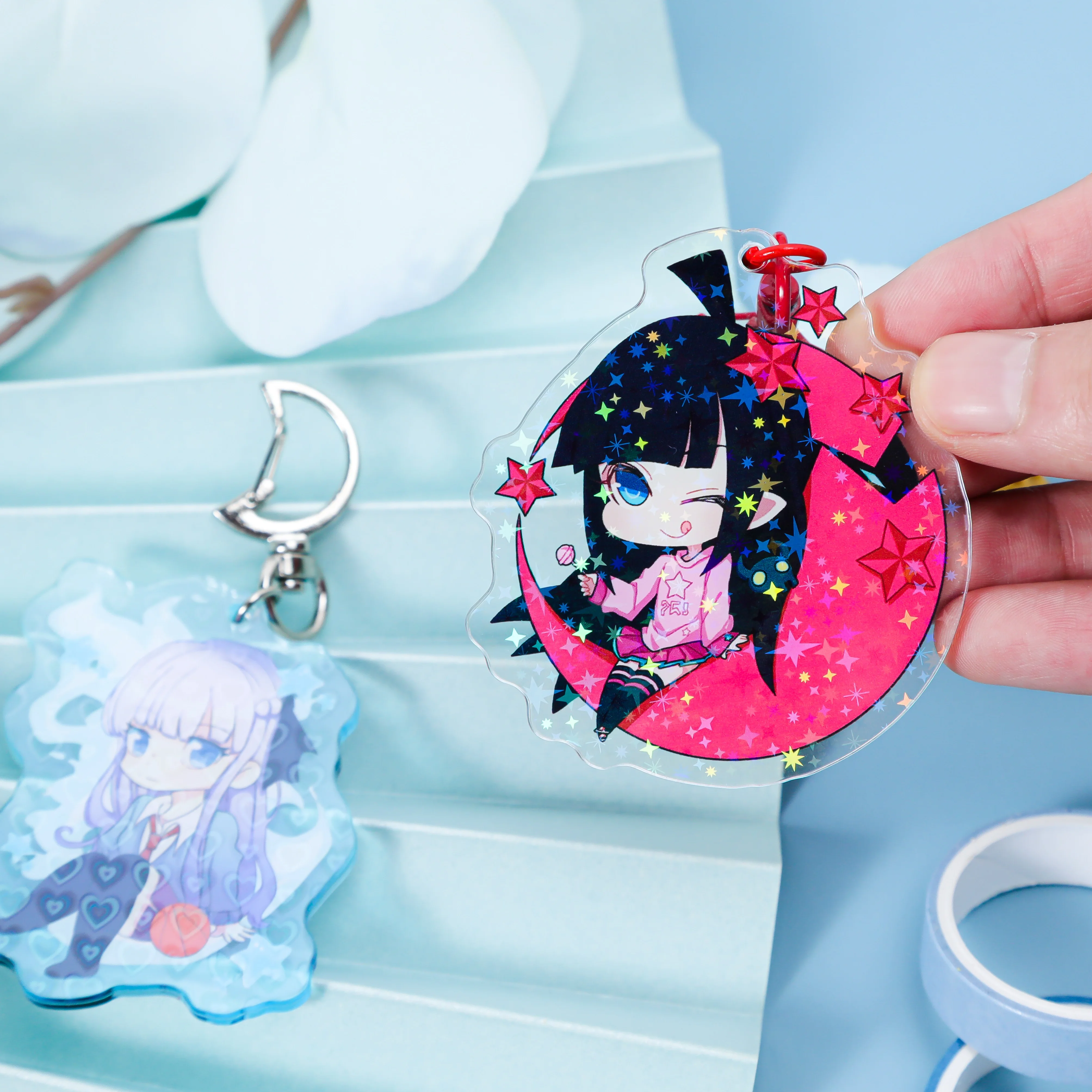 Jinlei Acrylic Holographic Keychain Hologram Anime Glitter Custom ...