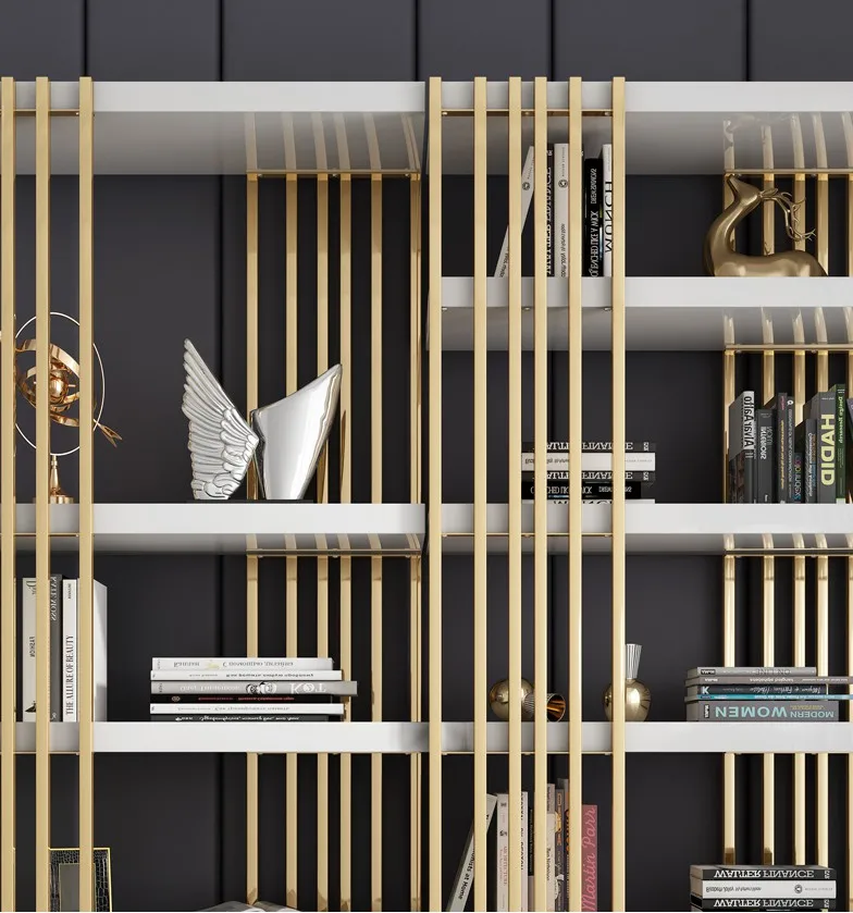 Modern Luxury Gold Book Shelf - Stainless Steel Bookcase