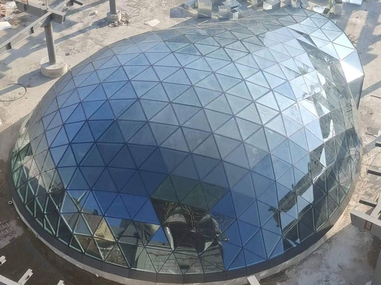 Steel Truss Space Frame Structure Glass Dome Tempered