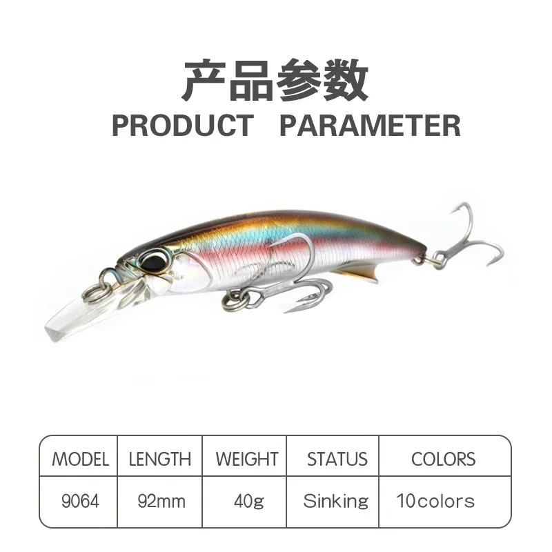 92mm/40g Hard Bait Lure Bionic Fishing Lure Pike ABS Material Minnow ...