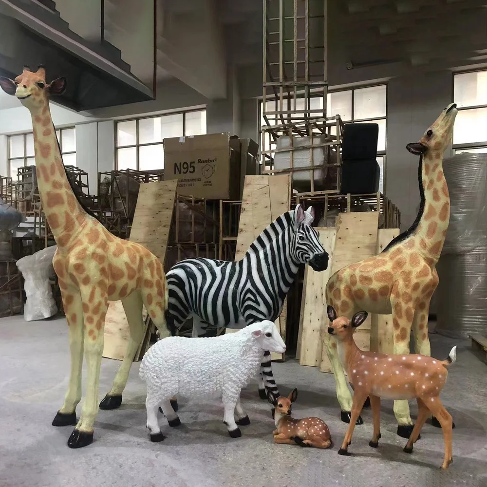 Outdoor Big Life Size Animal Statues Safari Animals Props Giraffe Party ...