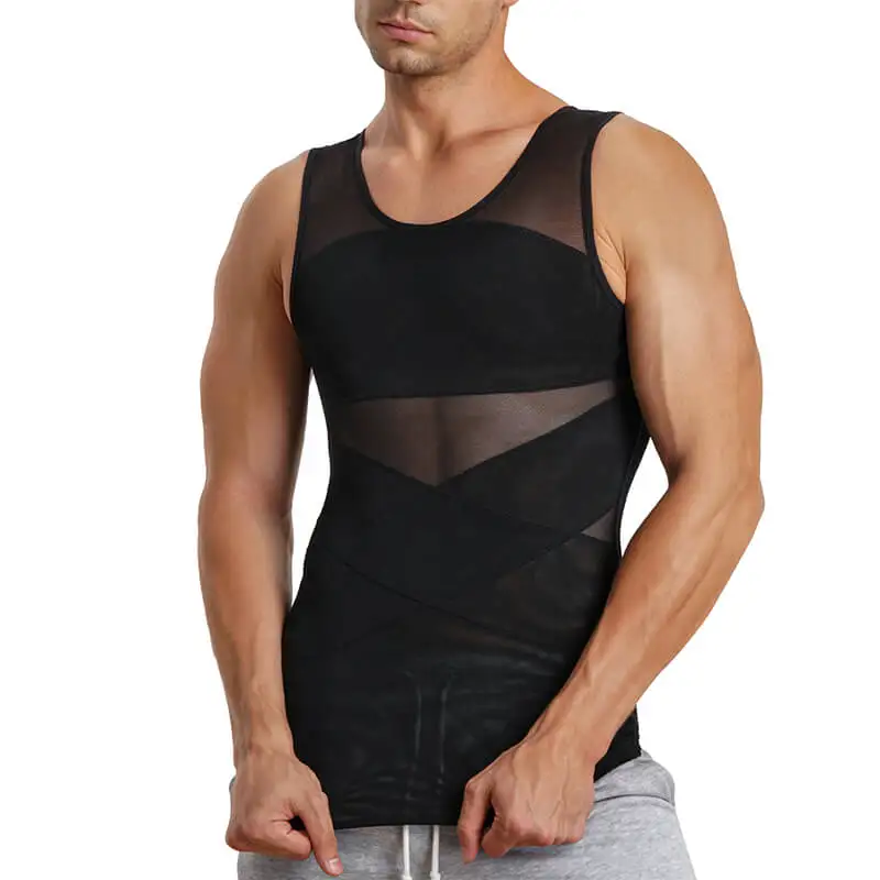 Mens Compression Slim Shirts For Body Shaper Slimming Vest Tight Tummy ...