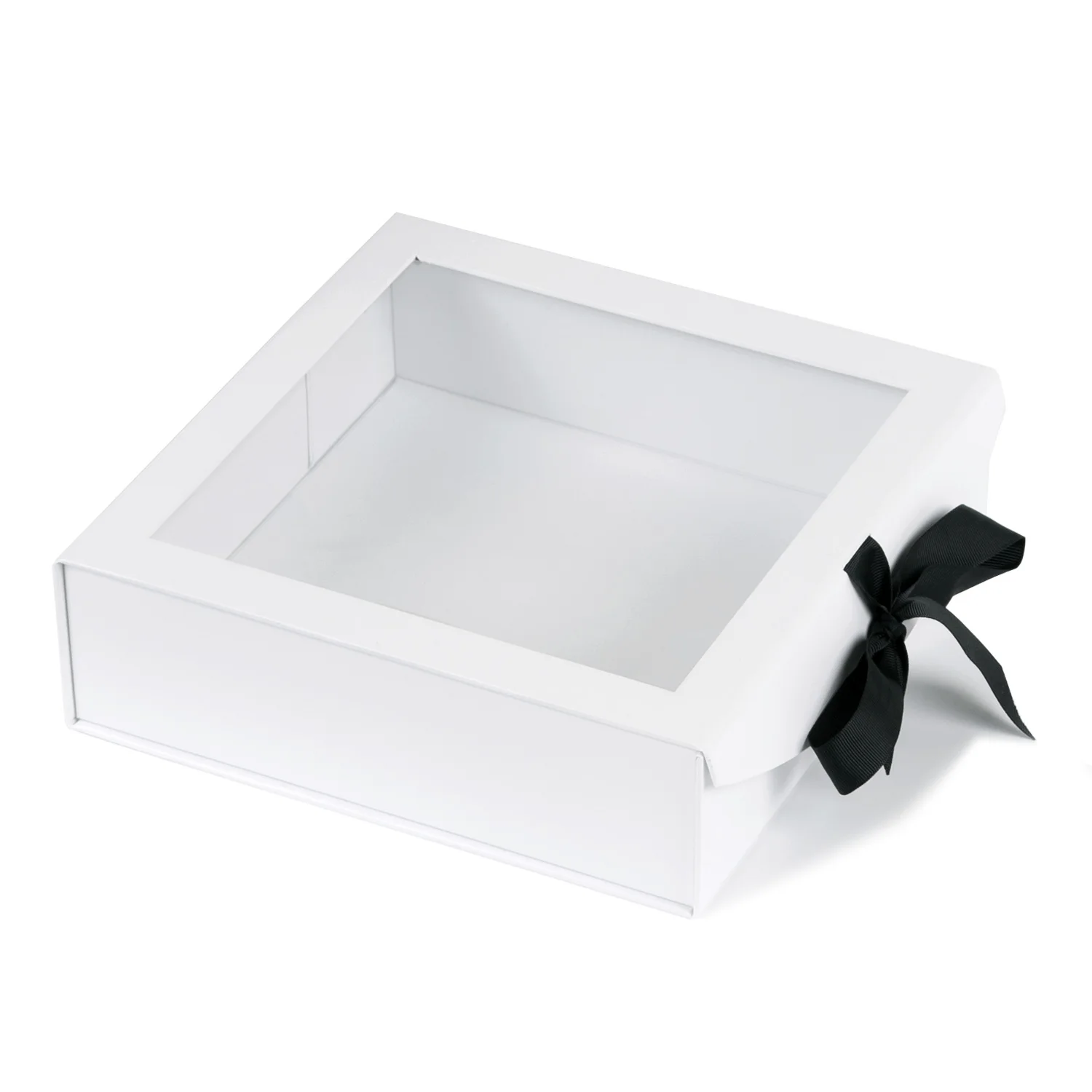 Luxury Plain White Gift Box Packaging,Ribbon Closure Magnetic Folding ...