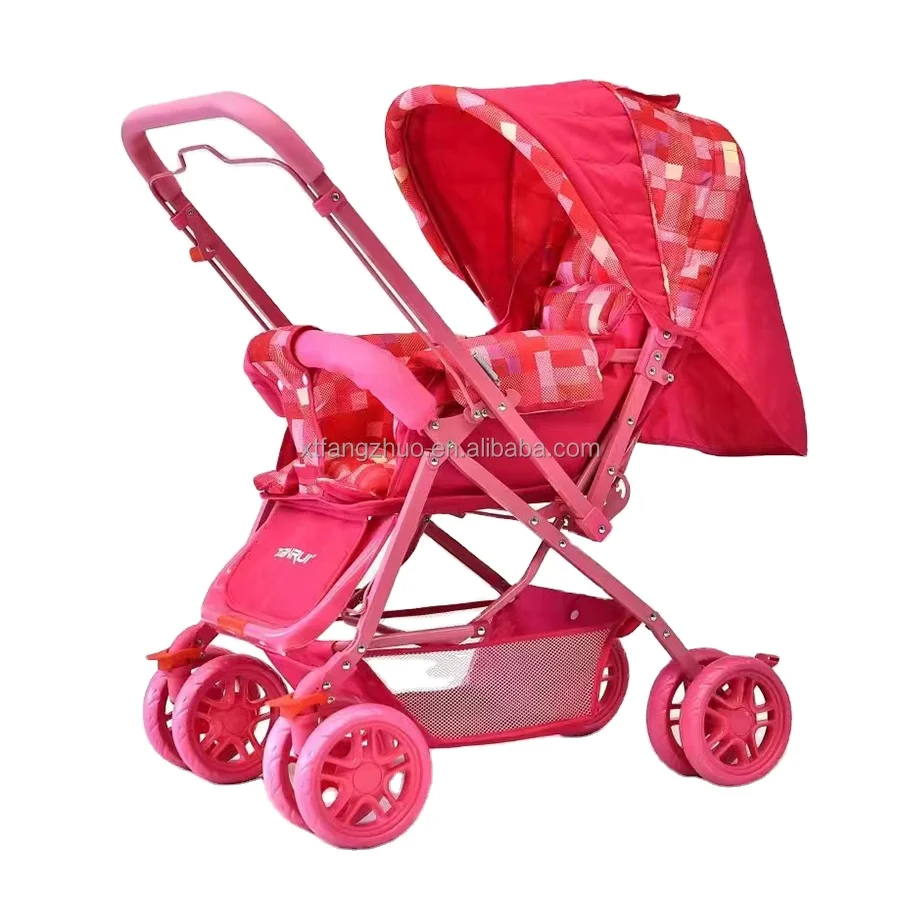 4 Wheel Baby Stroller - Durable Steel Frame & 360 Wheels