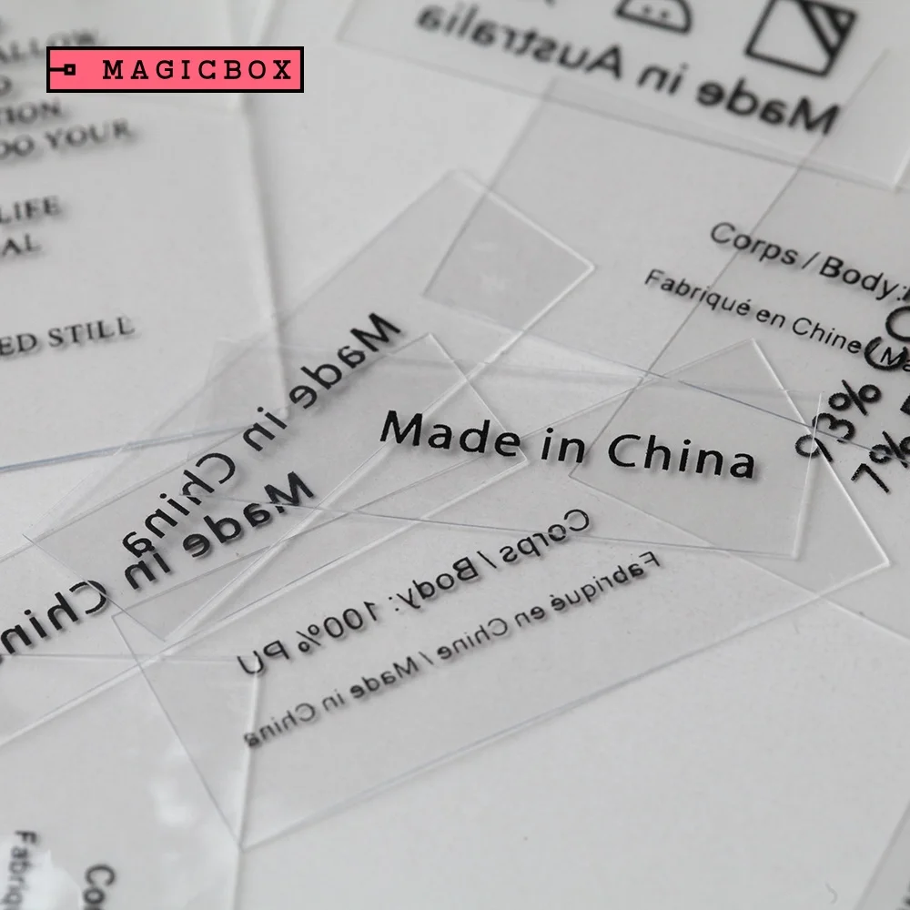 Standard Size 2*5cm Custom Logo And Content Garment Component Tag Black ...