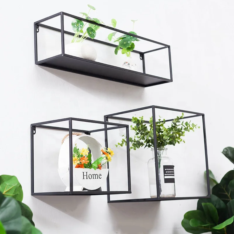 Wall Mounted Square Shelf Metal Floating Shelves Hanging Storage ...