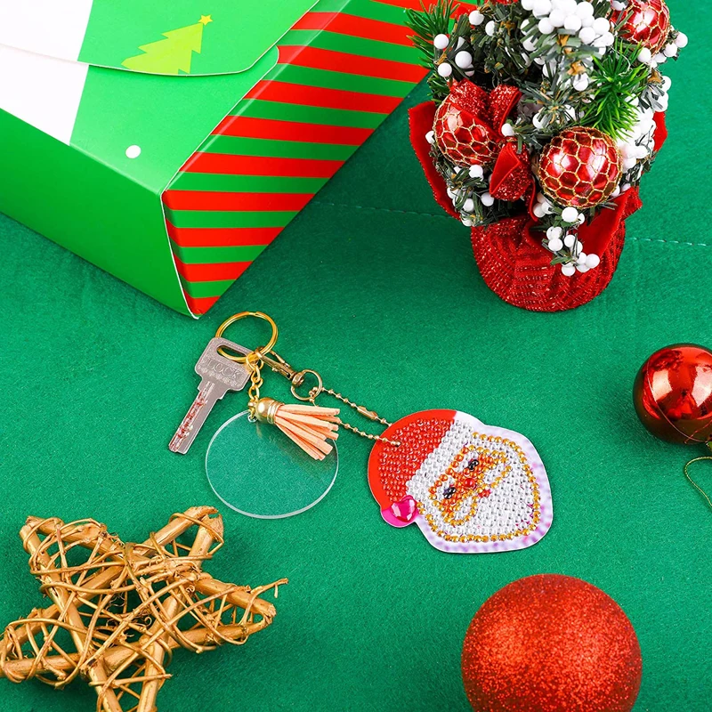 VANCY ARTS 16 Pieces Christmas DIY Diamond Key Chain 5D DIY Diamond ...