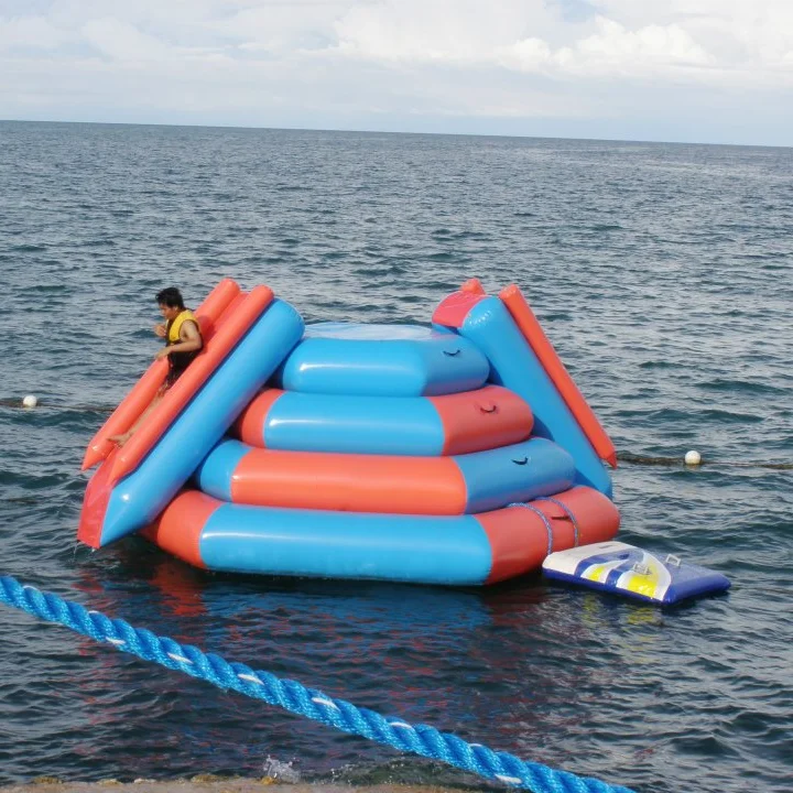 Inflatable Hexagonal Pyramid with Slides Floating Mountain Climbing ...
