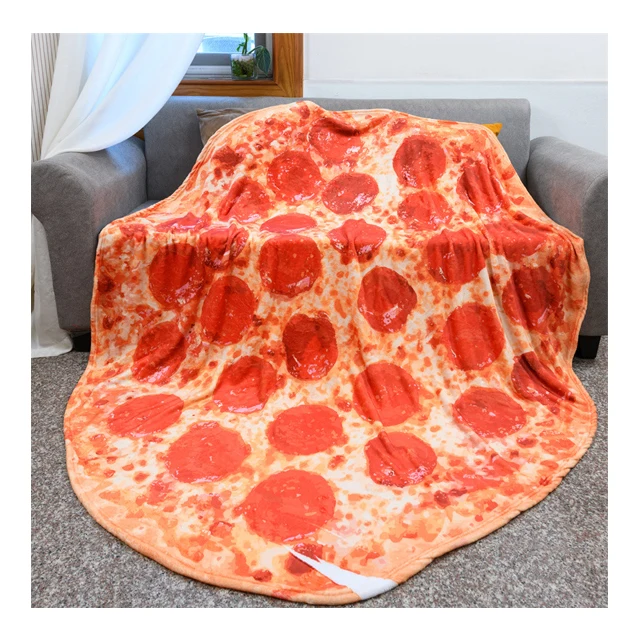 Wholesale Customizable Realistic Pizza Food Flannel Blanket Double Side ...