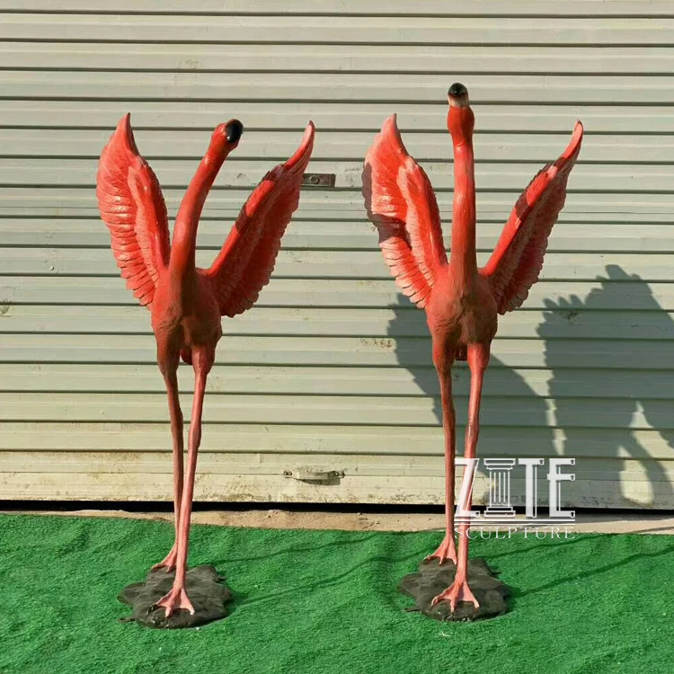 Garden Decoration Fiberglass Animal Sculpture Life Size Resin Flamingo ...