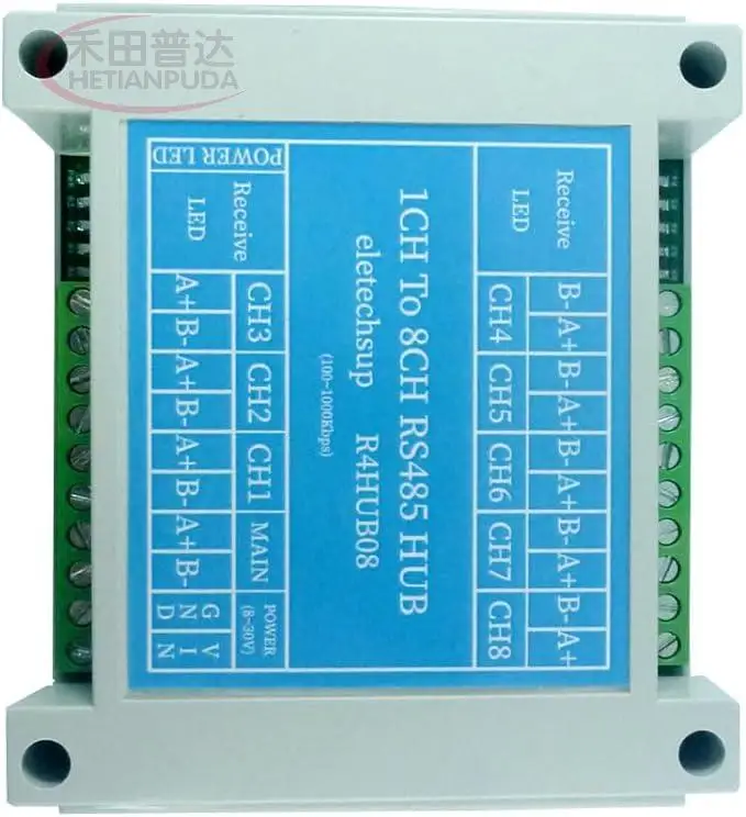 8 Port Rs485 Hub Industrial Grade 485 Bus Repeater Serial Port Signal ...