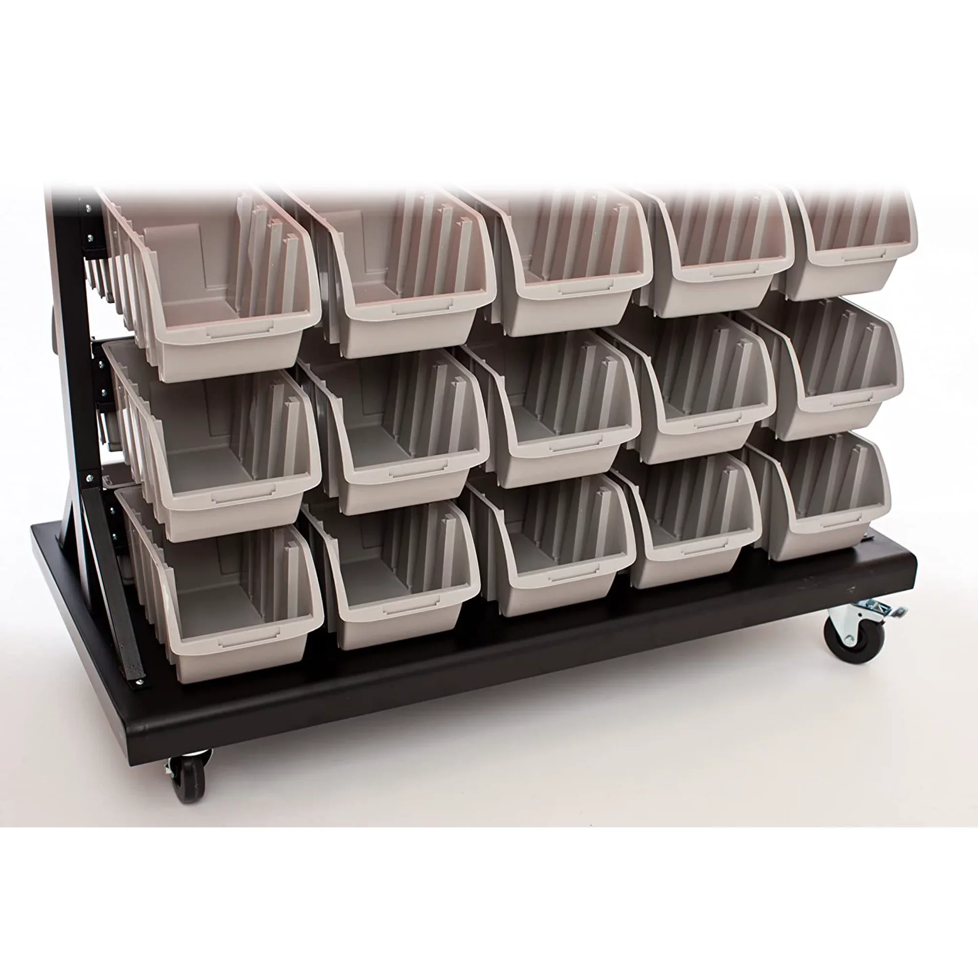 Mobile Bin Storage System with 94 Bins Double-Sided Rolling Storage ...