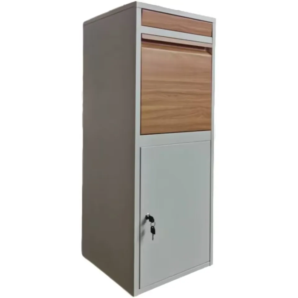 Modern Parcel Cabinet Wood Grain Door Mail Box Garden Steel Parcel Drop ...