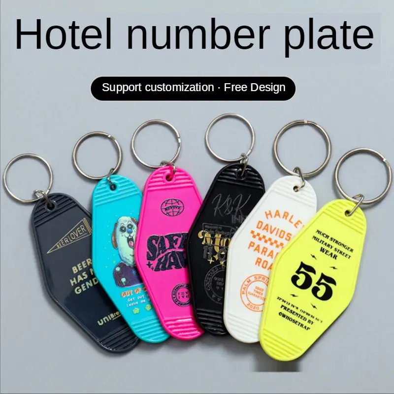 Custom Logo Colorful Vintage Motel Room Keychain | Promotional Hotel ...