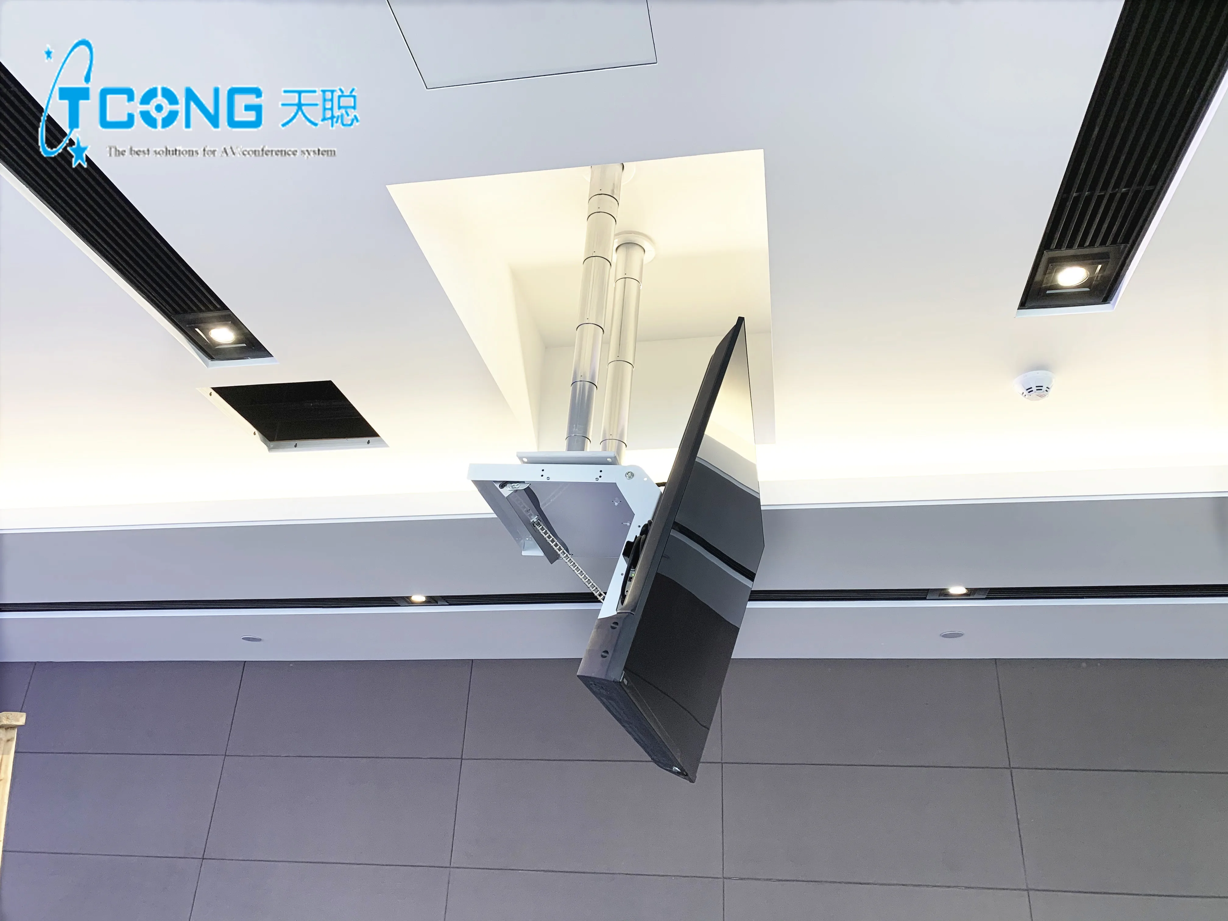 TCONG Ceiling TV Lift - 360 Degree Rotation & Remote Control