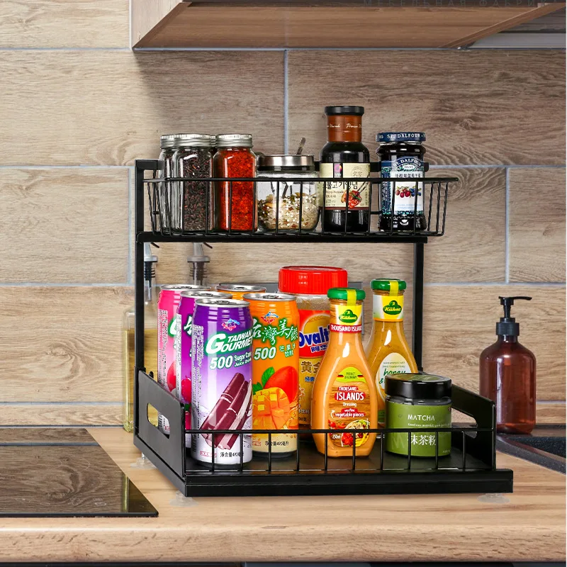 Free Sample Standing Type Kitchen Storage For Bathroom Double Tiers For ...