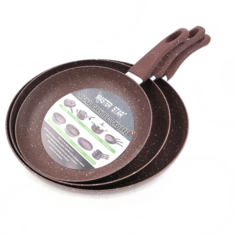 2023 Non-stick Fry Pan 20/24/28cm Set Brown Color Frying Pan Granite ...