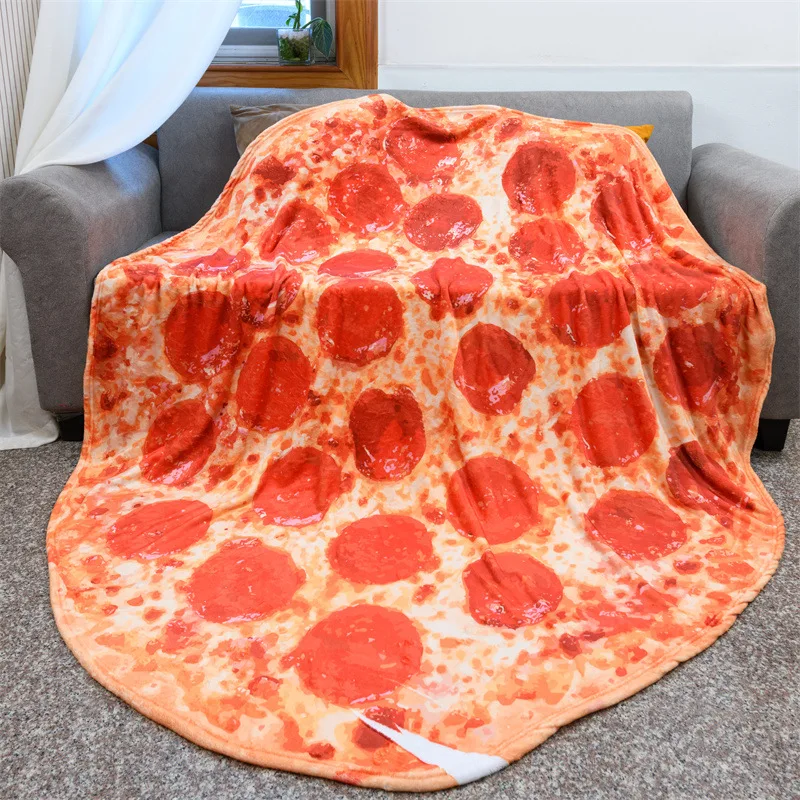 Wholesale Customizable Realistic Pizza Food Flannel Blanket Double Side ...