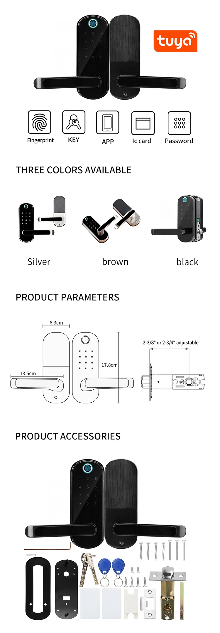 Bt And Fingerprint Door Handle Tt Lock Smart Electronic Door Lock With ...