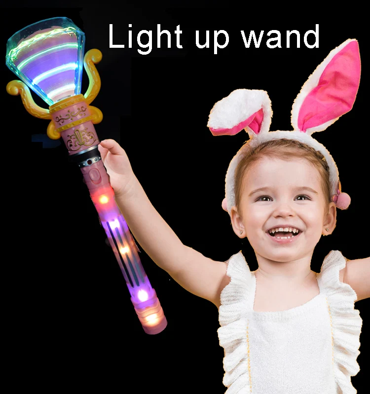 Cute Girl Kids Flashing Light Stick Flashing Stick Diamond Spinning LED ...