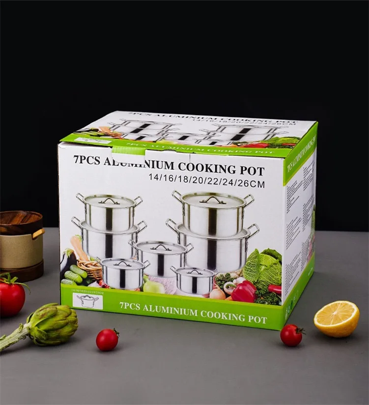 7-Piece Lightweight Classic Stainless Steel Cookware Set for Soup Pot ...