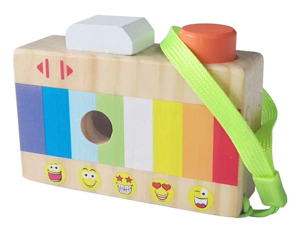 Wooden Mini Camera Toy with Multi-Prisms Kaleidoscope for Toddlers and ...