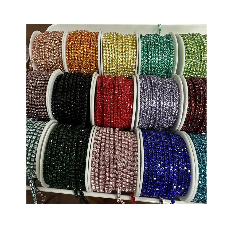 Wholesale Ss12 Multi Color Crystal Rhinestone Chains Cup Chains Roll