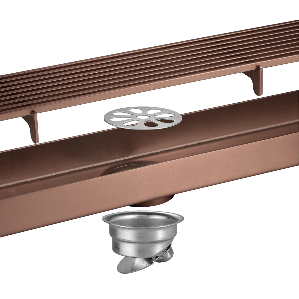 Modern Rose Gold Linear Floor Drain - Stainless Steel Shower Drain for ...