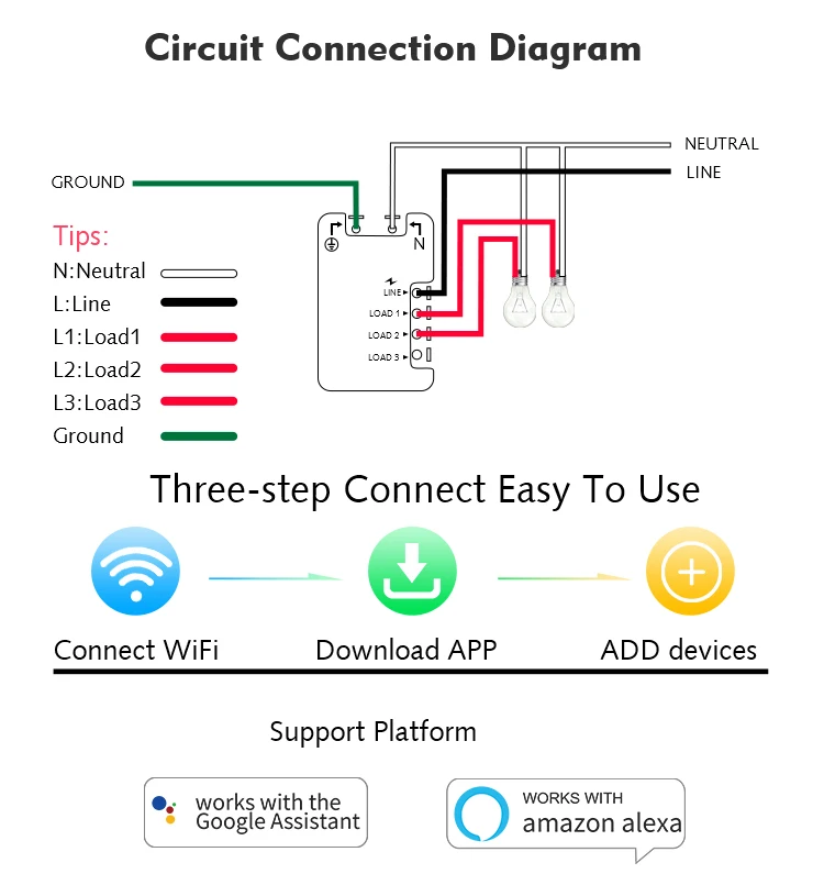 Easy Install Au Saa Standard Tuya Smart Home Neutral Line 2 Gang Light ...