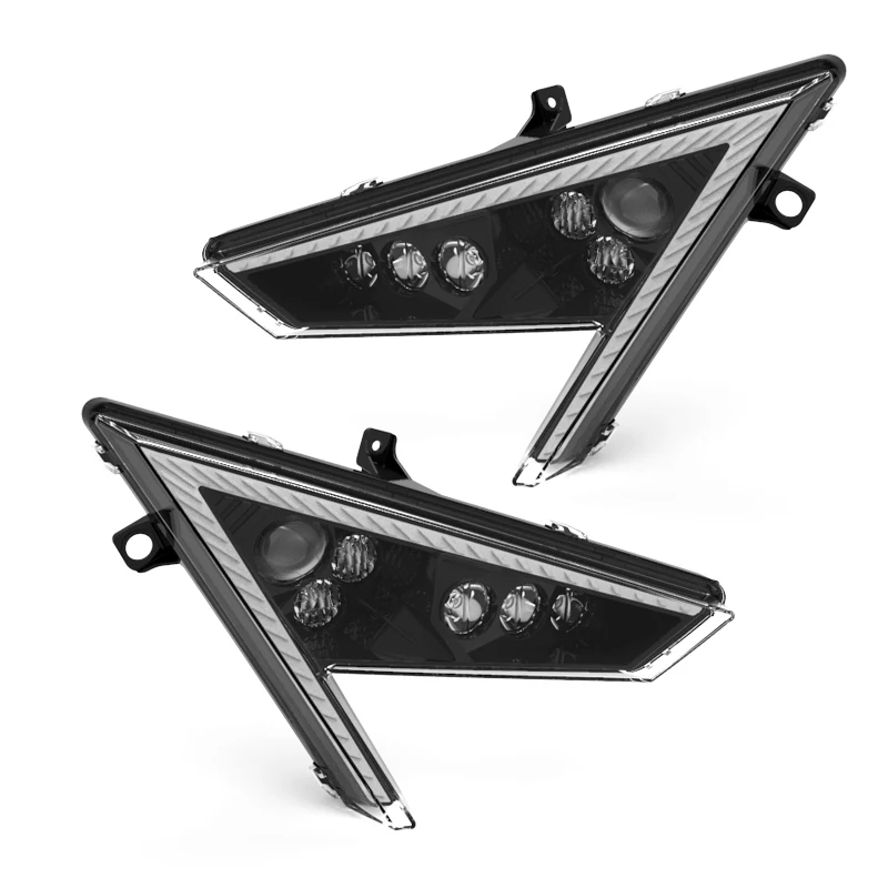 Black Led Headlight Drl Atv Headlight For 2020 Polaris Rzr Pro Xp 4 ...