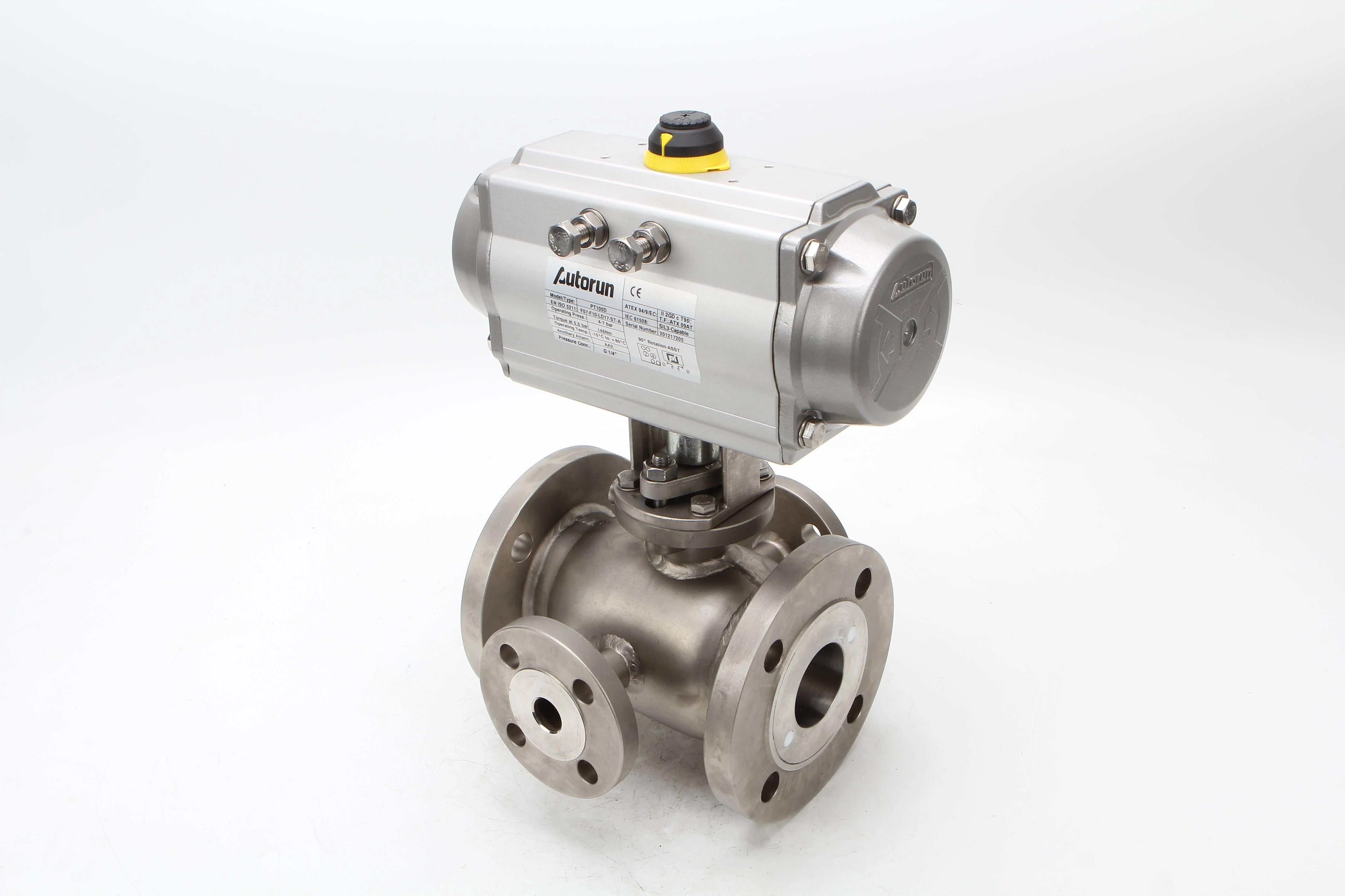 High Quality Pneumatic Actuator 4 Way Flanged Ball Valve Ss304 Four Way Flange Connected - Buy ...