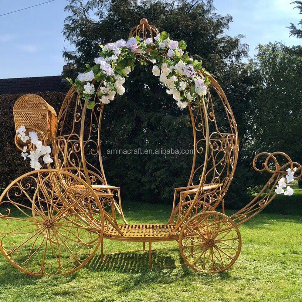 Amina Craft Outdoor Metal Flower Cart Wheels Decorative Cart White Gift ...