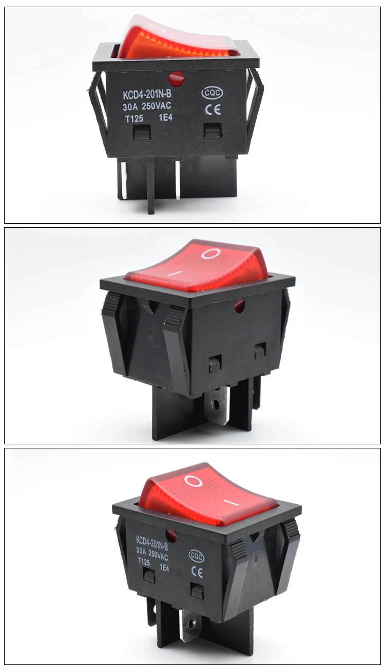 CE KCD4-201N-B 4pin 30A Rocker Switch 250AC ON OFF Switch