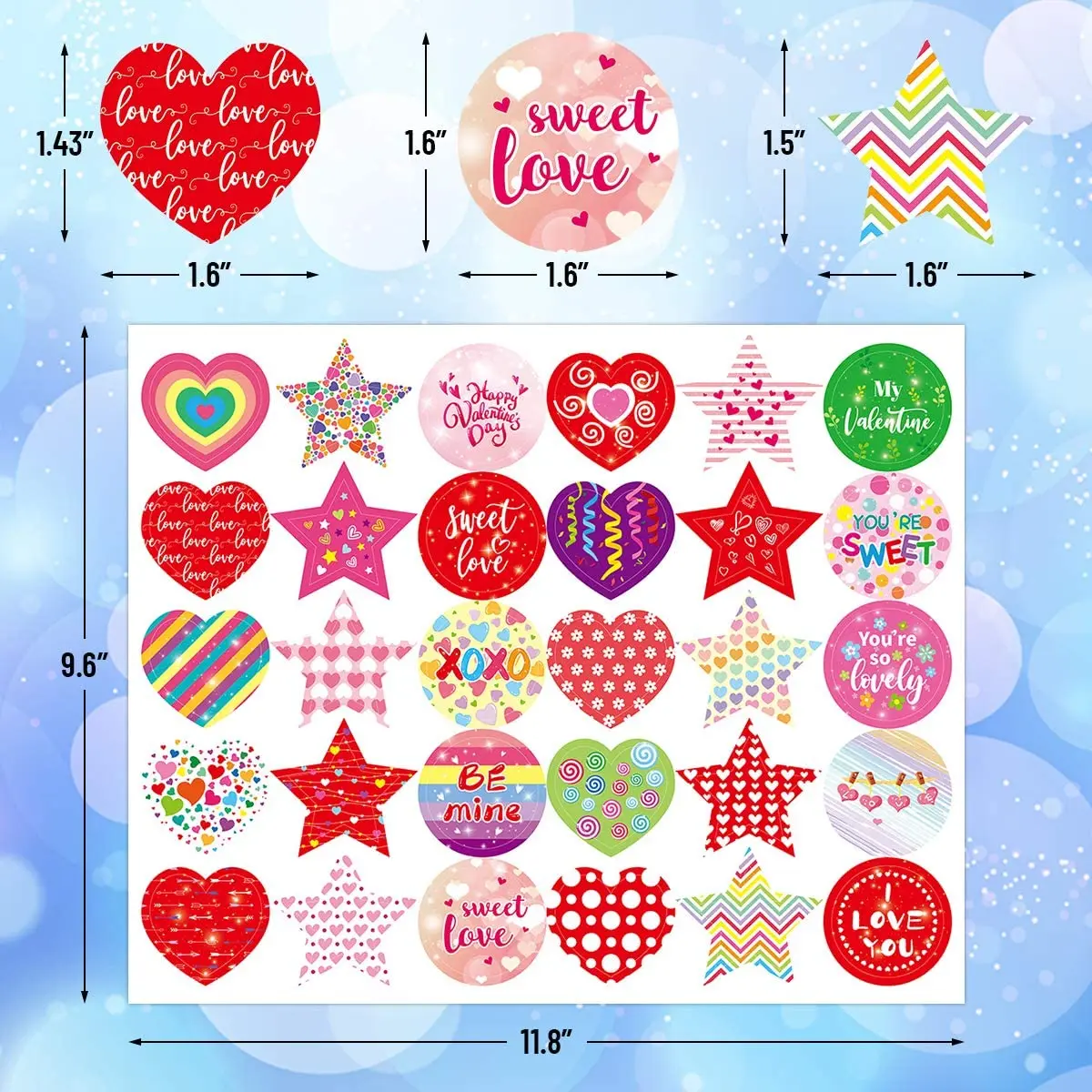 Colorful Heart Shape Self Adhesive Stickers,For Scrapbooking And Kid ...