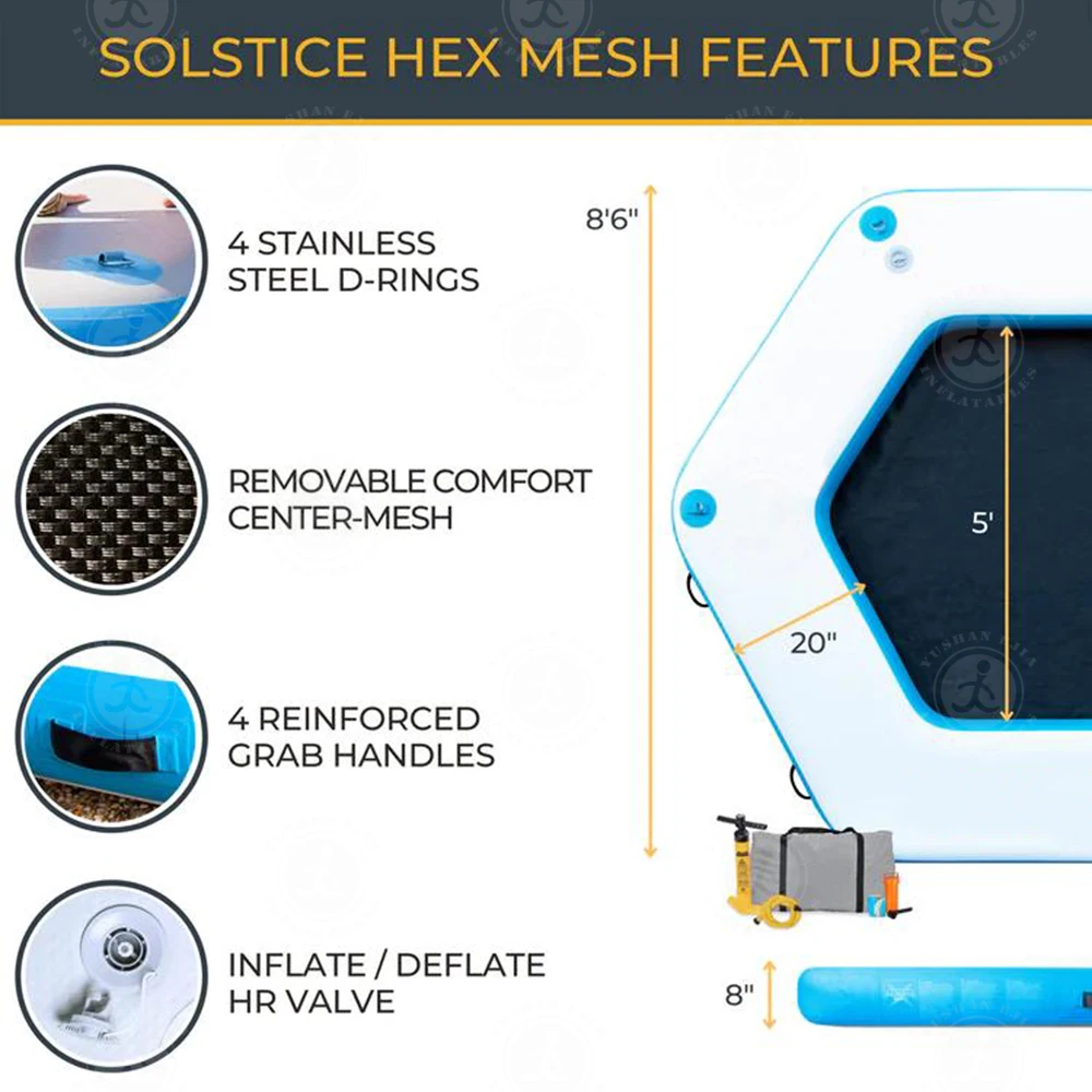 Inflatable Hex Donut Water Lounge With Pump & Backpack Stable Platform ...