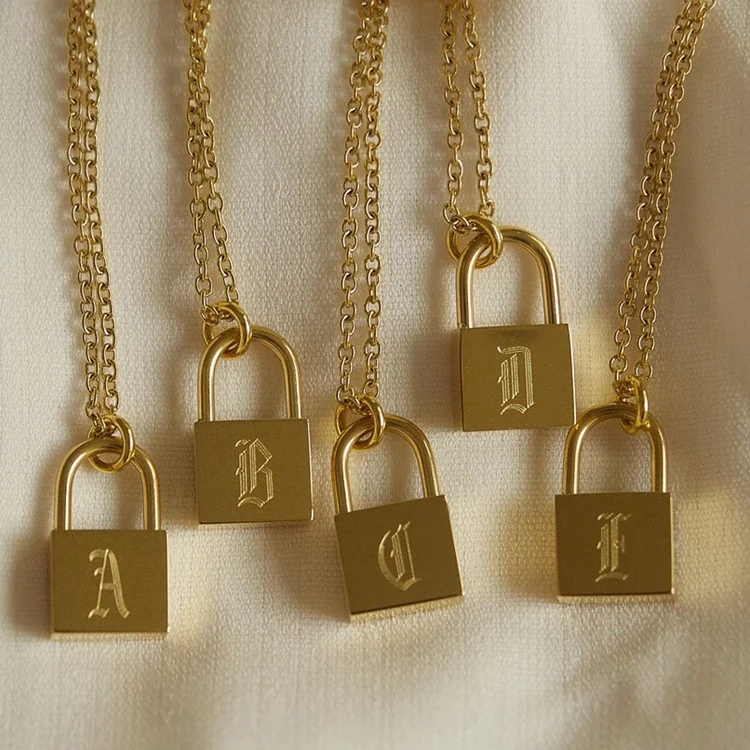18k Gold Plated Stainless Steel Jewelry - Personalize Lock Necklace