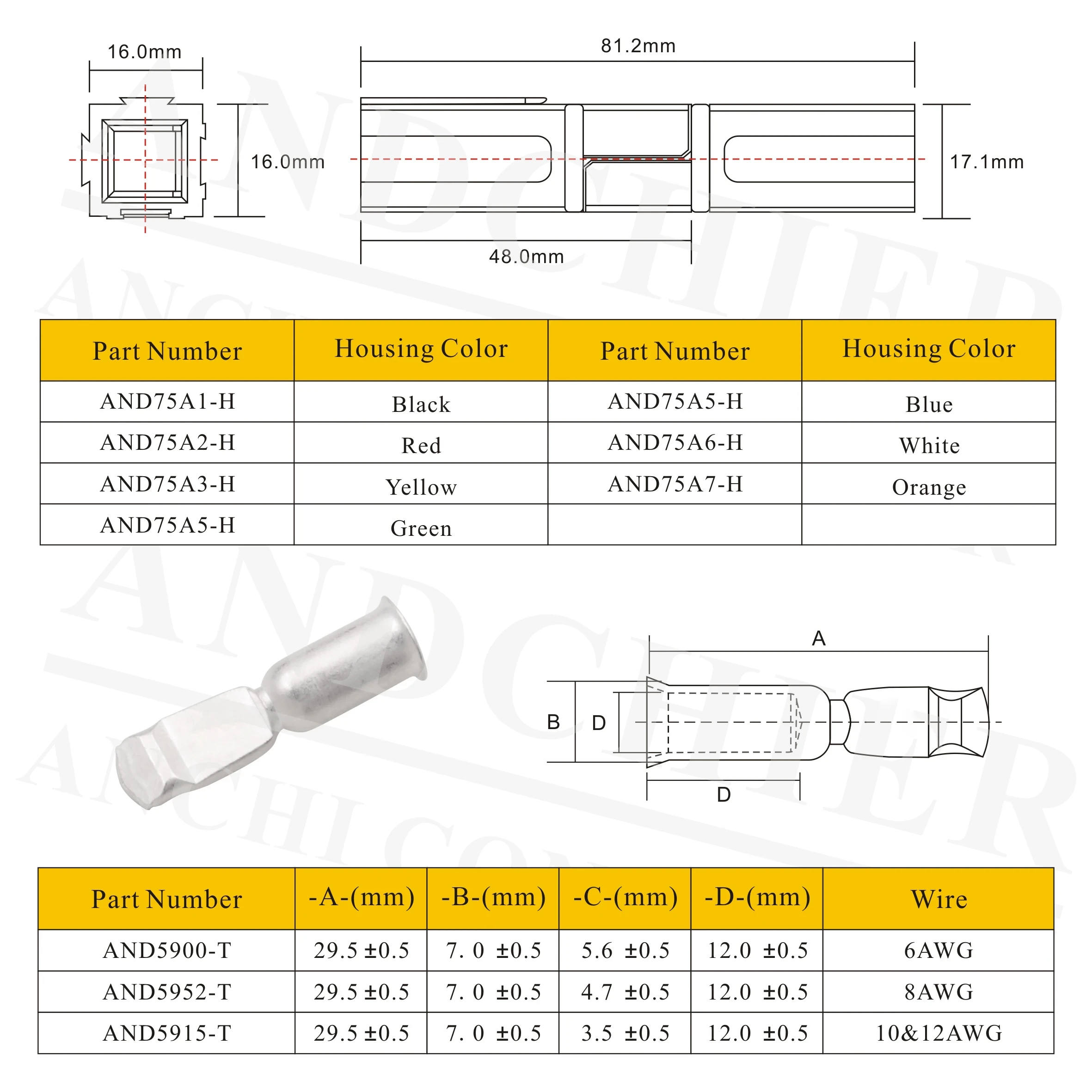 75a 600v Single-pole Power Connector For 6/8/10-12awg Wire Combinable ...