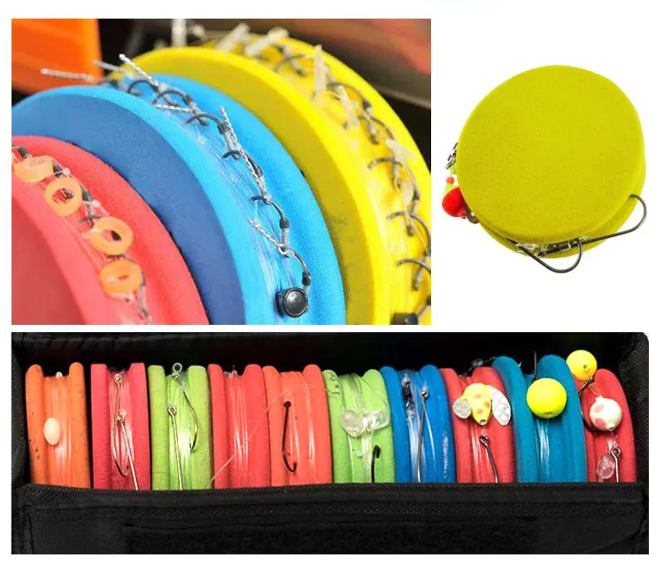 Foam Spool Fishing Line Winder Lure Rig Leader Snelled Hook Holder Set ...