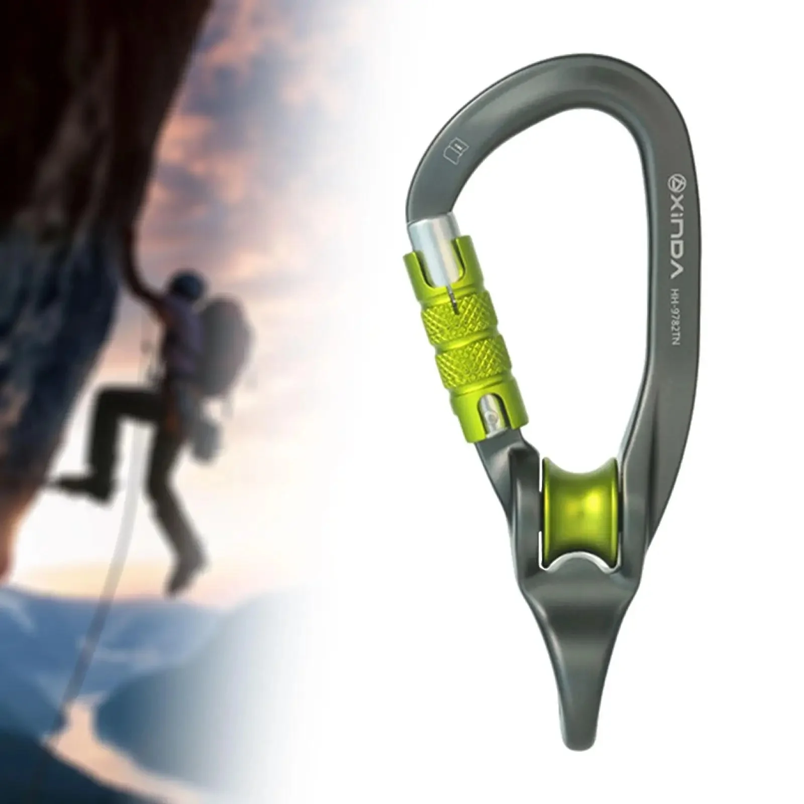 22kN Equipment D Shaped Locking Screwgate Carabiner Climbing Pulley for ...