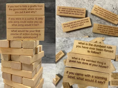 Jenga Game Ice Breaker Jenga With Questions Ice Breaking Game 54 Pieces ...