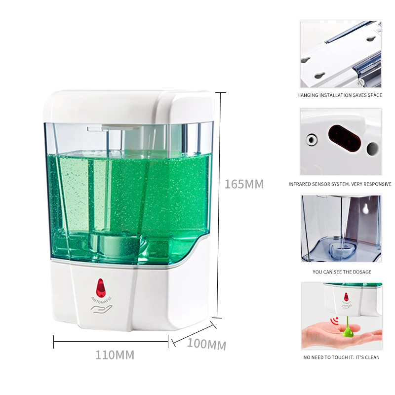 700 Ml Wall Standing Touchless Automatic Sensor Liquid Gel Dispenser ...